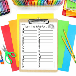 I am Thankful Alphabet Thanksgiving Writing - Sarah Chesworth