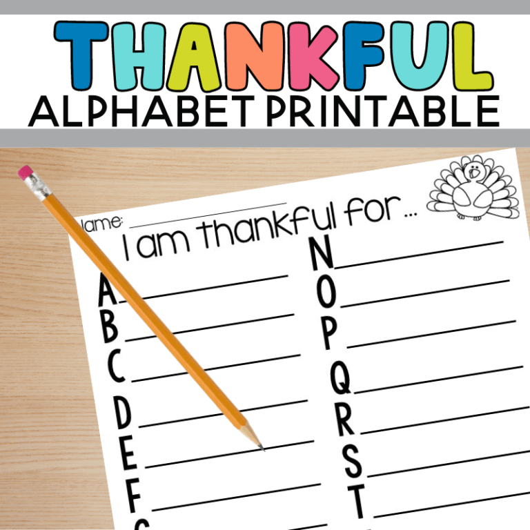 I am Thankful Alphabet Thanksgiving Writing - Sarah Chesworth