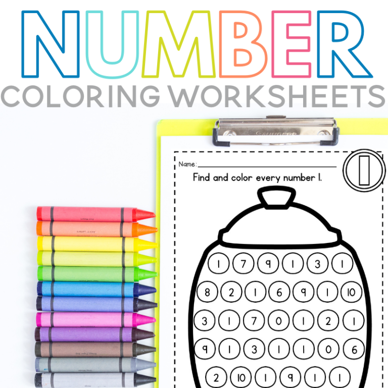 Number Coloring Worksheets for Kids - Sarah Chesworth