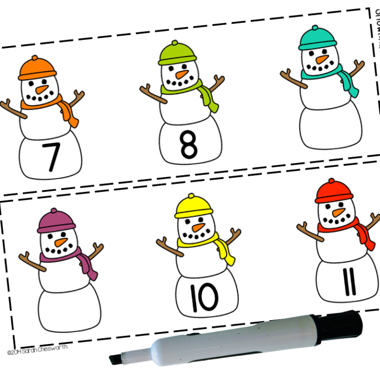 Snowman Math Centers for Kindergarteners - Sarah Chesworth