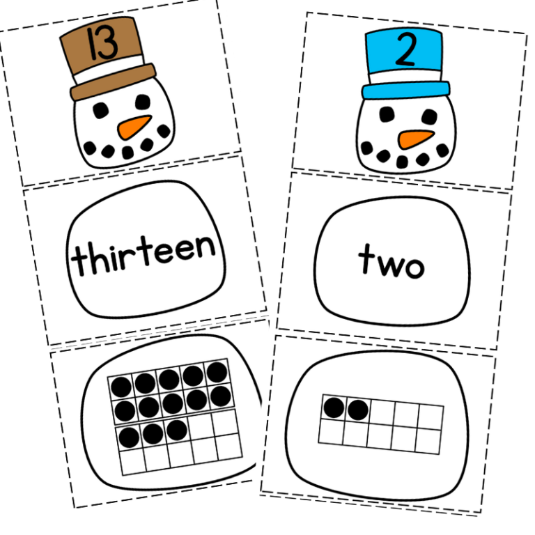 Snowman Math Centers for Kindergarteners - Sarah Chesworth