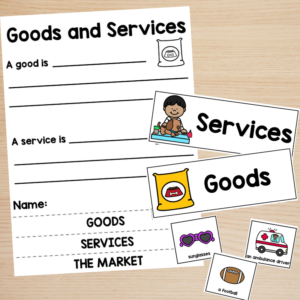 Free Goods and Services Worksheet for First Grade - Sarah Chesworth