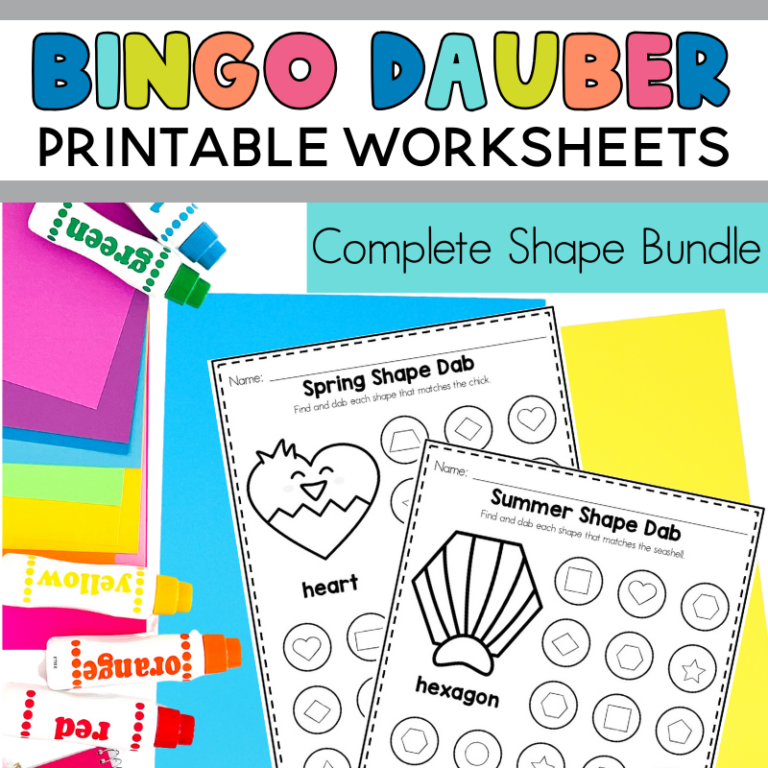 Bingo Dauber Printable Worksheets for Kindergarten - Sarah Chesworth