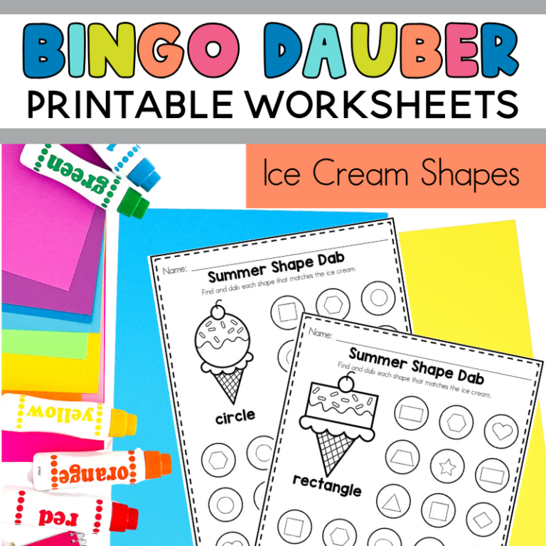 Bingo Dauber Printable Worksheets for Kindergarten - Sarah Chesworth