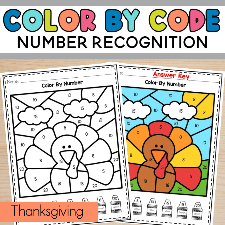 Color By Code Worksheets for Kindergarten - Sarah Chesworth